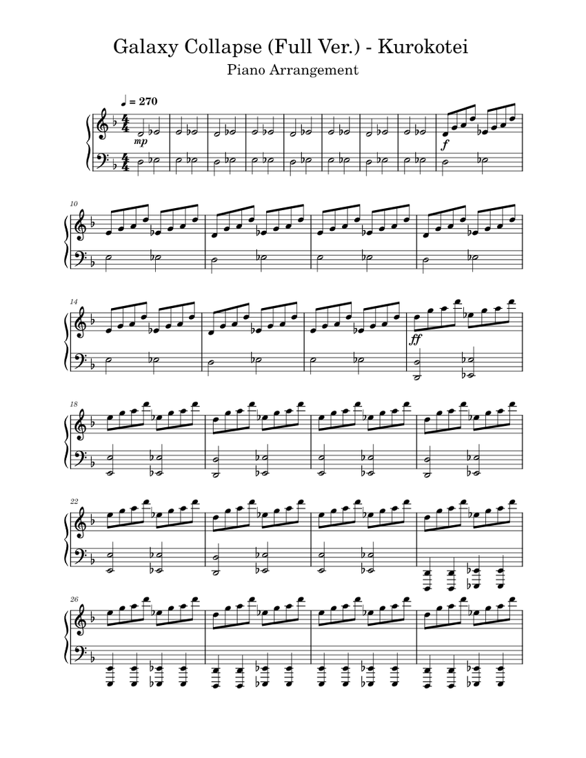 Galaxy Collapse – Kuroteiki Galaxy Collapse Full Sheet music for Piano ...