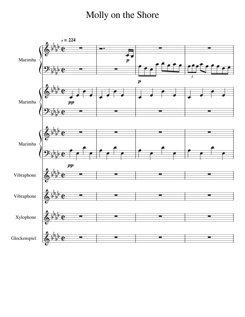 Molly on the Shore Sheet music for Vibraphone, Glockenspiel, Marimba, Xylophone (Percussion ...