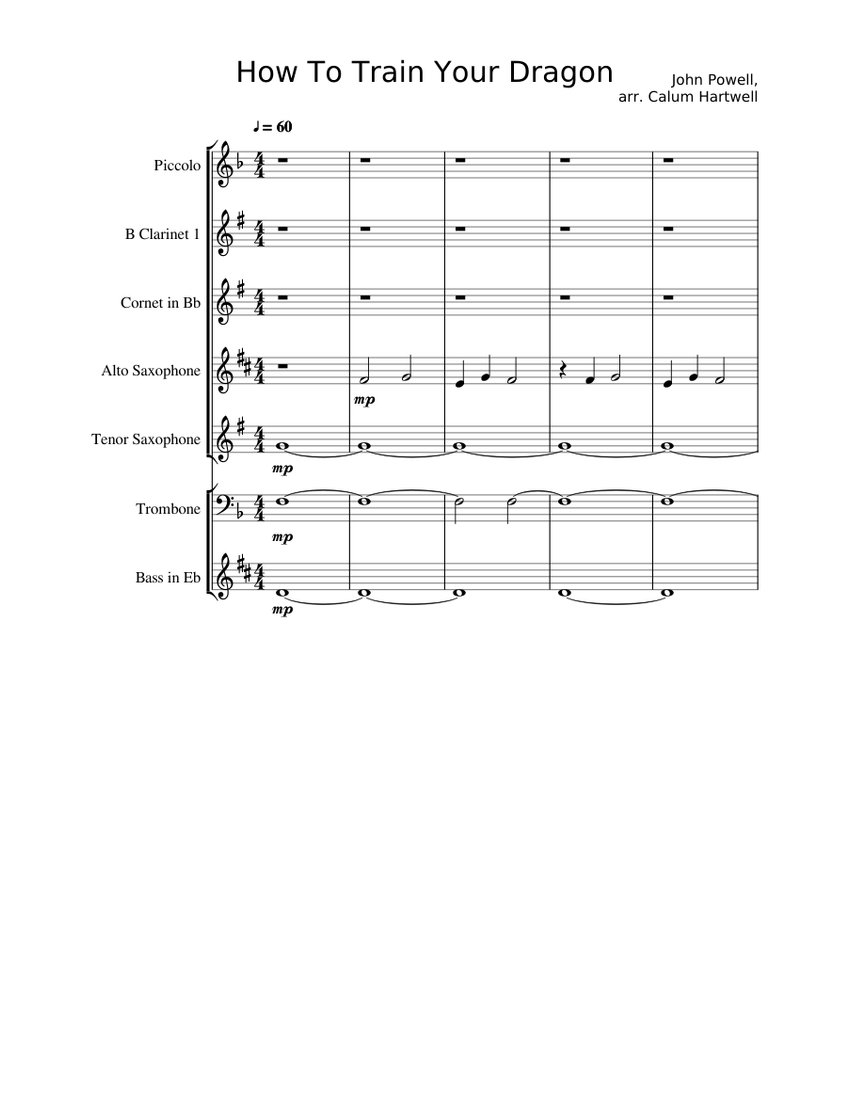 Themes From How To Train Your Dragon Sheet music for Trombone, Oboe ...