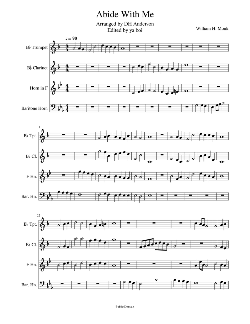 Abide_With_Me Sheet music for Clarinet in b-flat, Trumpet in b-flat ...