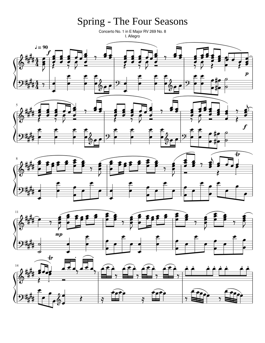 Spring - Four Seasons "Le quattro stagioni" I. Allegro Sheet music for ...