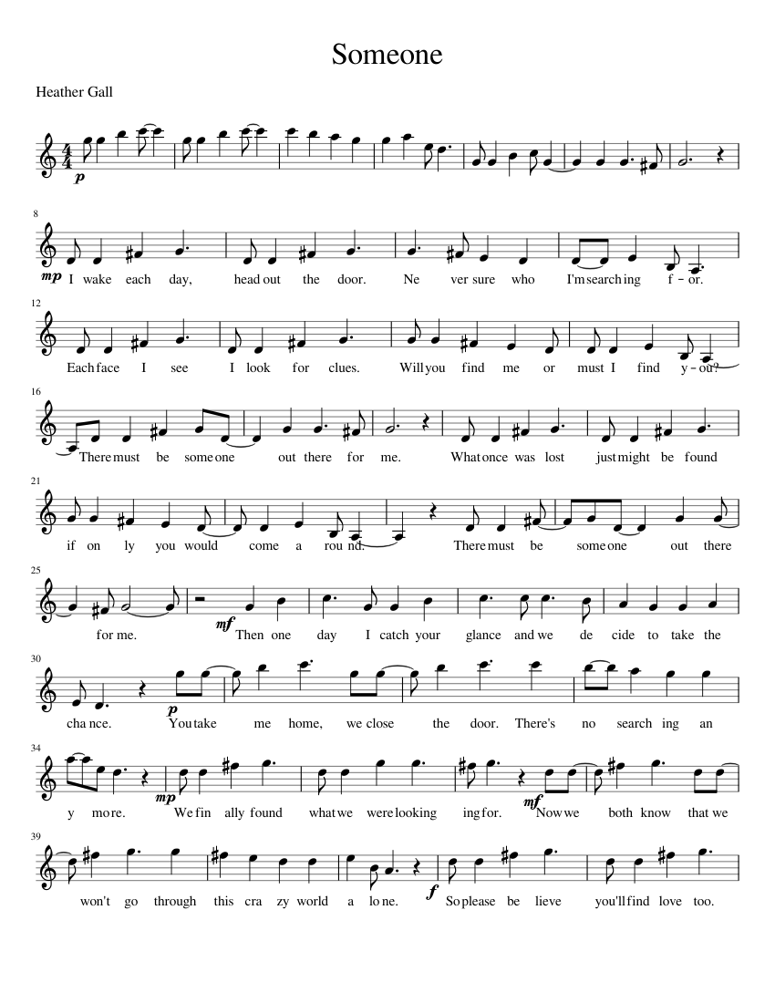Someone Sheet music for Piano (Solo) | Musescore.com
