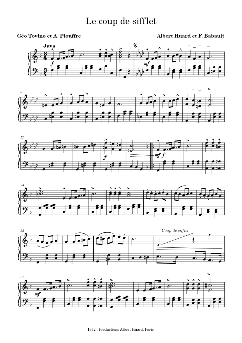 Le coup de sifflet - Albert Huard & François Babault Sheet Music for ...