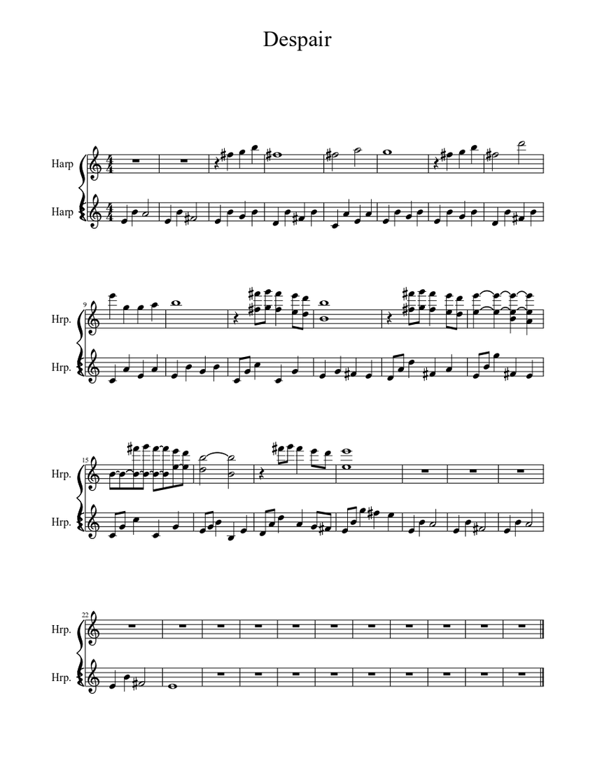 Despair Sheet music for Harp (Mixed Duet) | Musescore.com