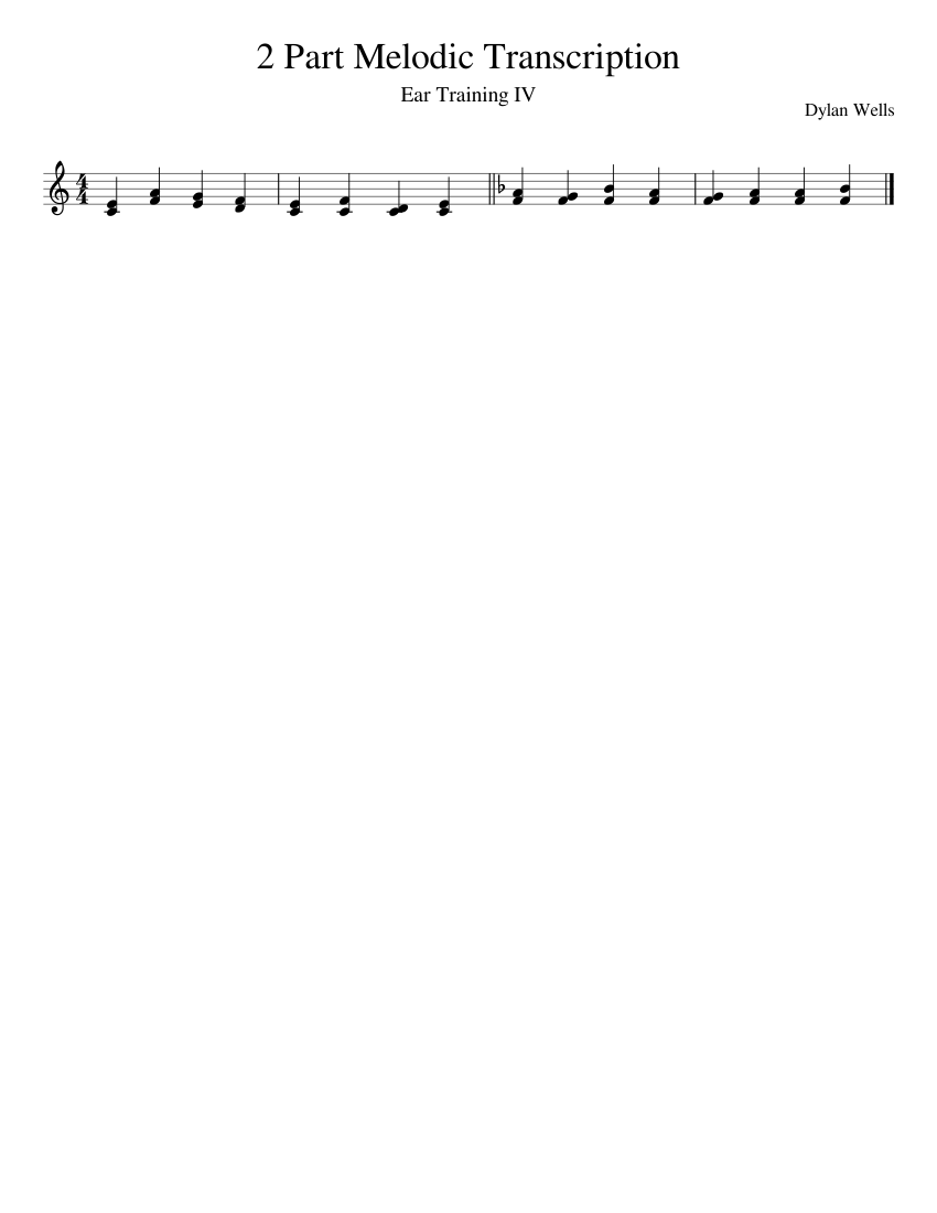 2 Part Melodic Transcription Sheet music for Piano (Solo) | Musescore.com