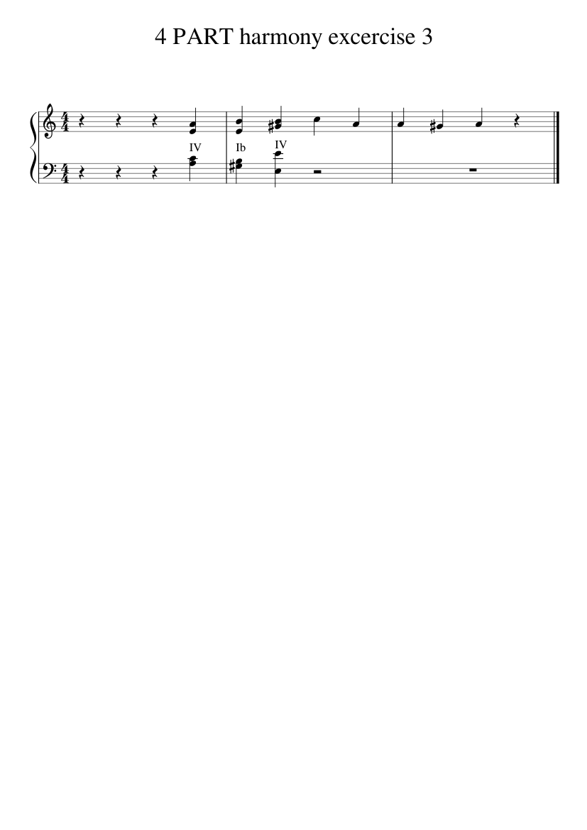 4 PART harmony exercise 3 Sheet music for Piano (Solo) | Musescore.com