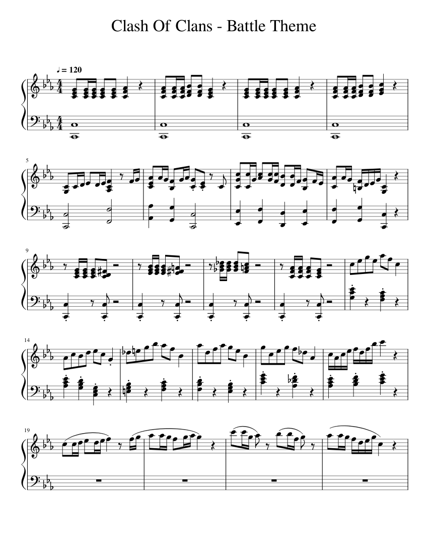 Clash Of Clans - Battle Theme Sheet music for Piano (Solo) | Musescore.com