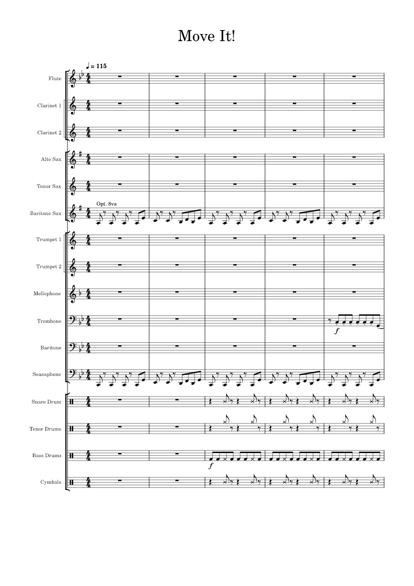 Move It! Sheet music for Trombone, Flute, Clarinet in b-flat, Saxophone ...