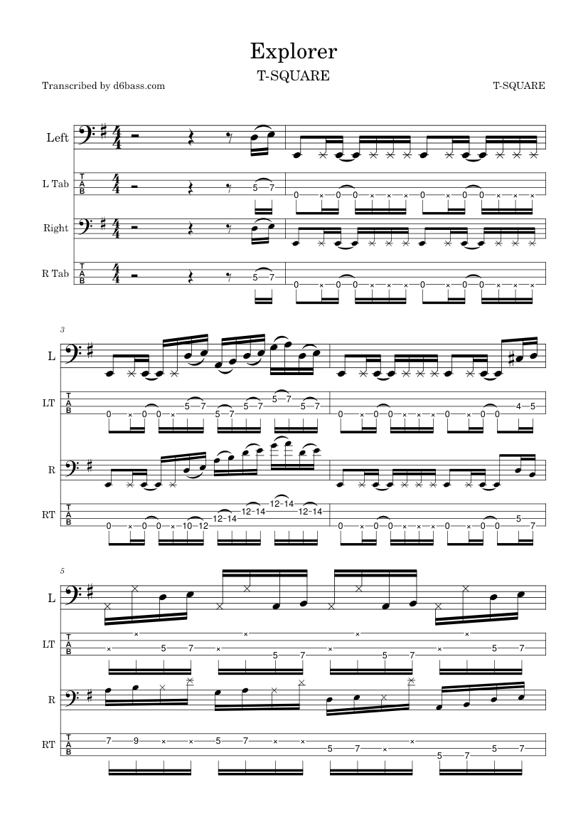 Explorer – T-Square Sheet music for Bass guitar (Solo) | Musescore.com