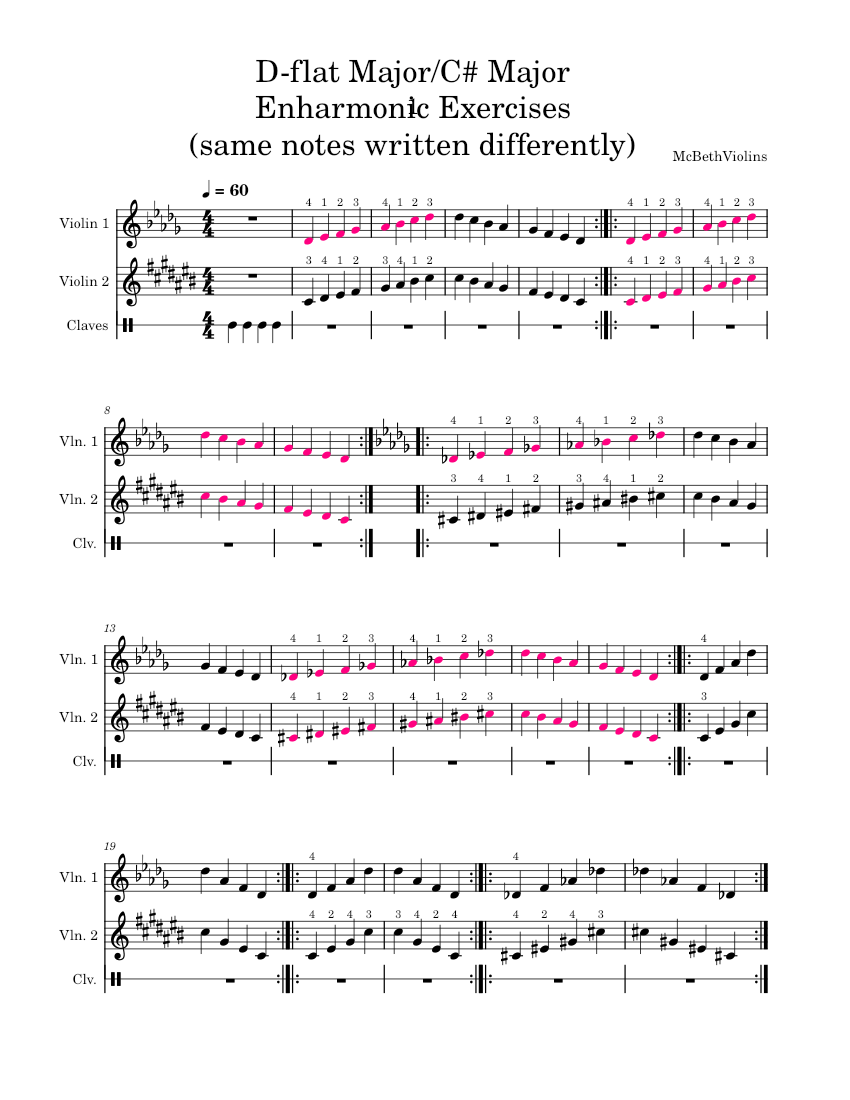D-flat Major Scale:C# Major Scale Enharmonic Study Sheet Music for ...