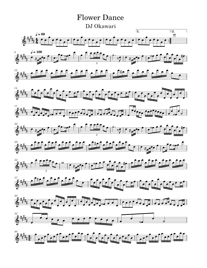 Flower Dance Sheet Music for Flute (Solo) | MuseScore.com
