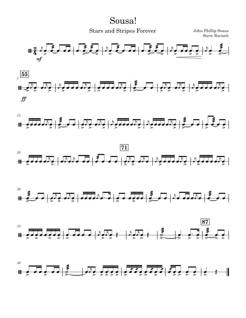 The Stars and Stripes Forever – John Philip Sousa Sousa! || Snare Drum || Steve Barnett Sheet ...
