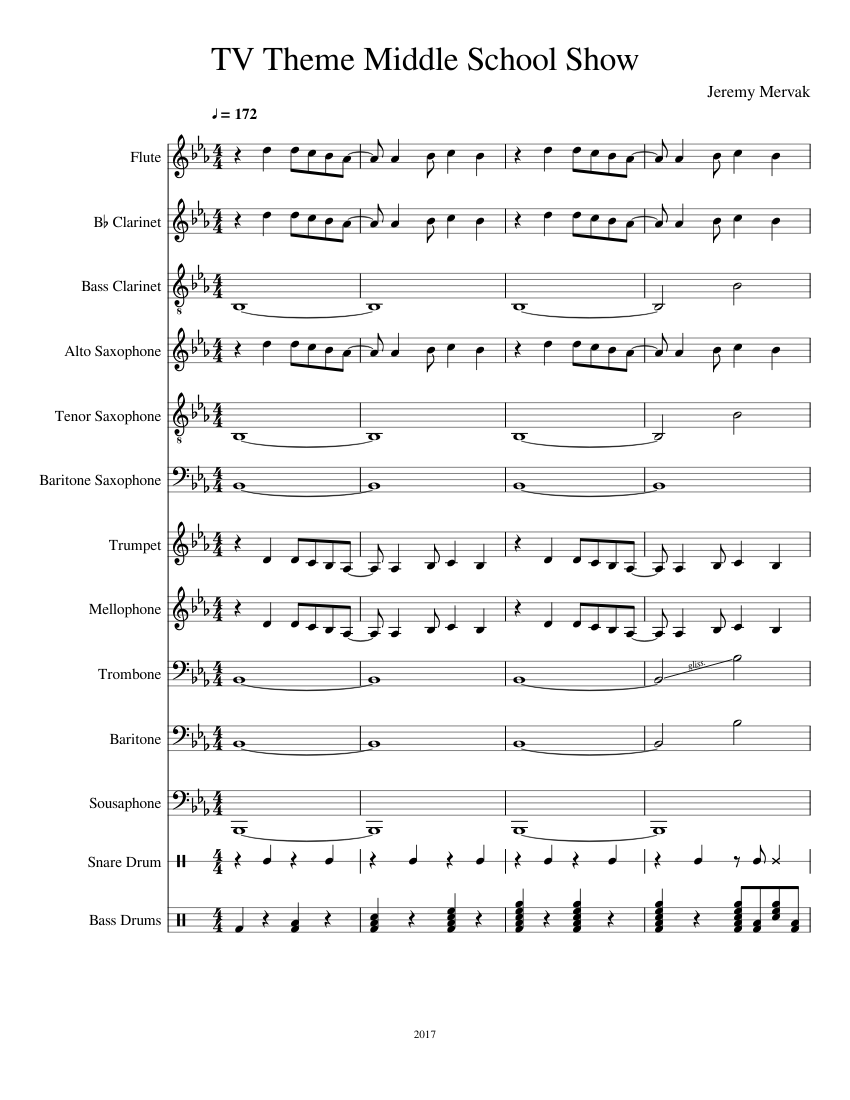 TV Theme Middle School Show Sheet music for Trombone, Euphonium, Tuba ...