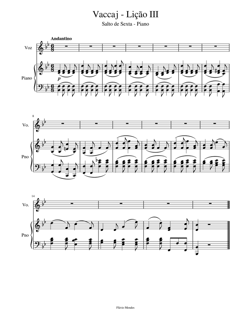 Metodo pratico di canto – Vaccaj Nicola Sheet music for Piano, Vocals ...