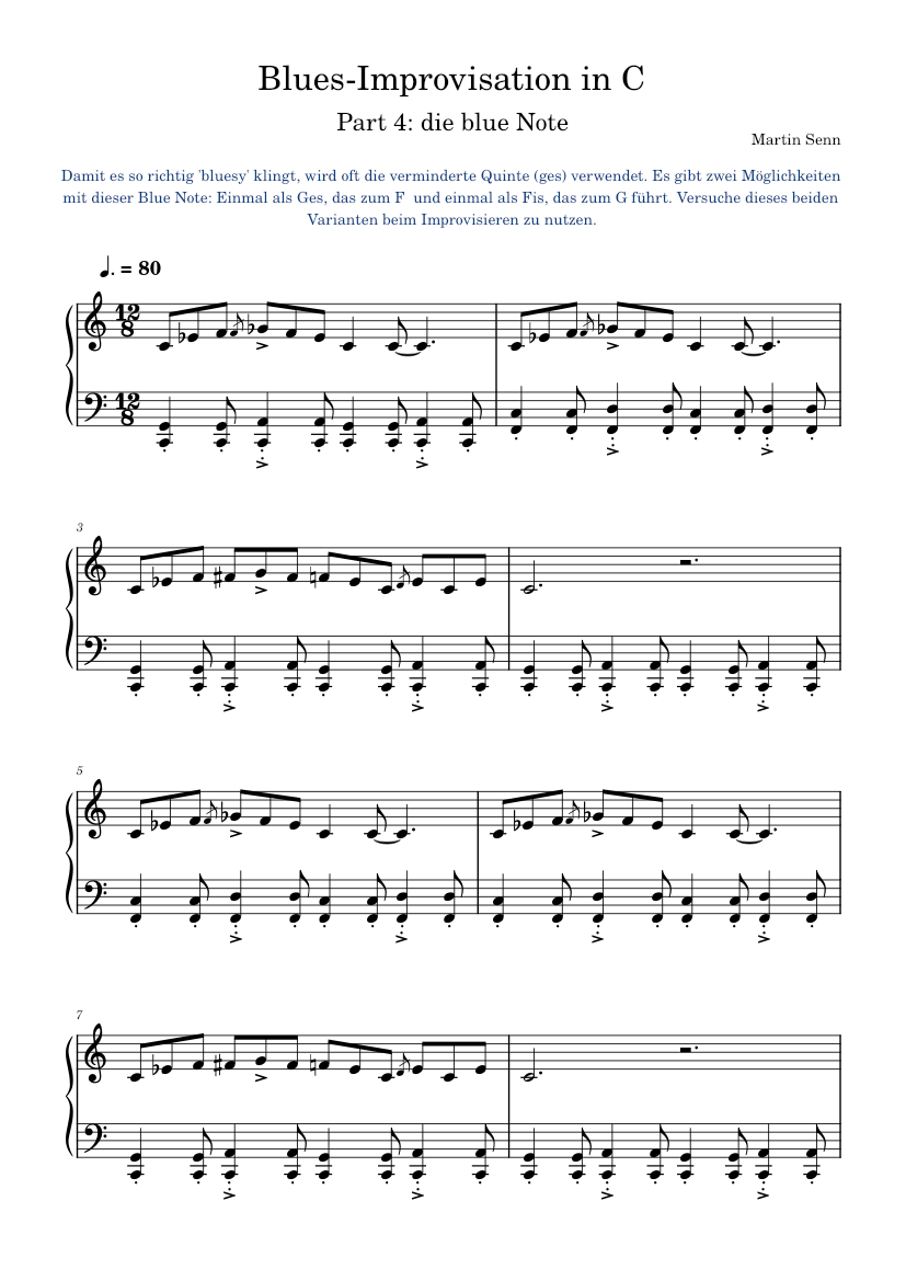 Blues-Improvisation #4 Sheet music for Piano (Solo) | Musescore.com
