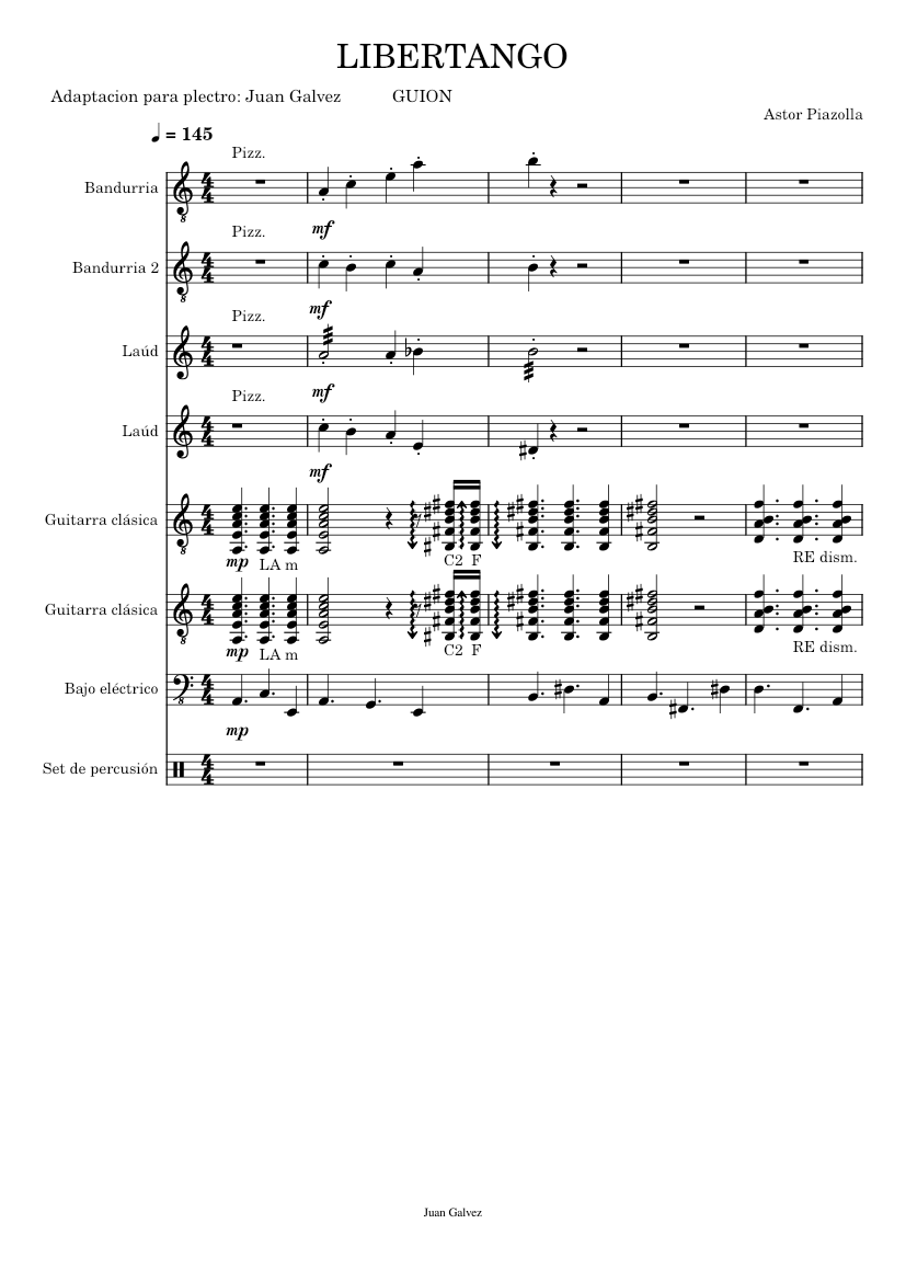 LIBERTANGO Sheet Music for Guitar, Bass guitar, Drum group, Mandolin ...