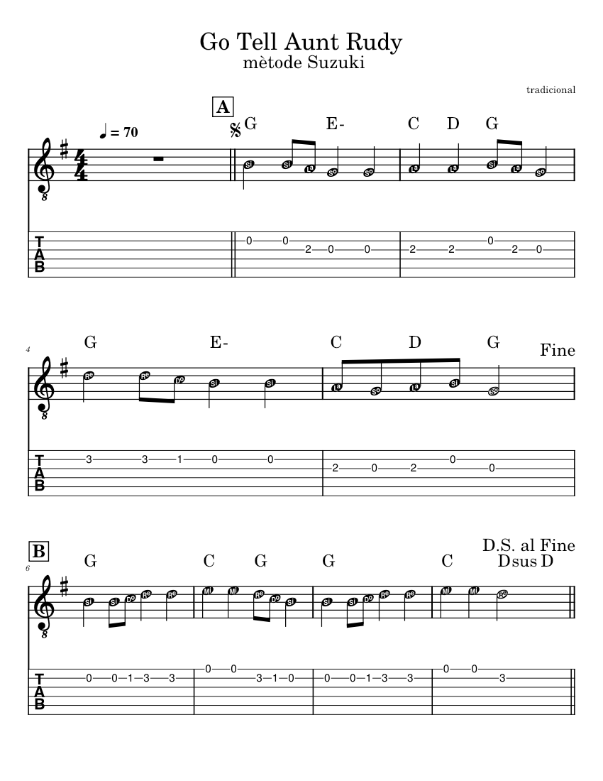 Go Tell Aunt Rhodie – Misc Traditional Sheet music for Guitar (Solo ...