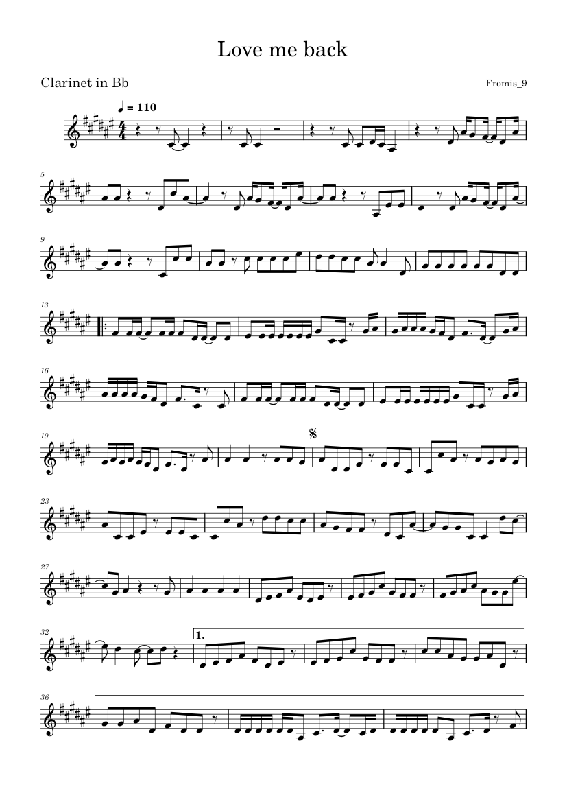 Love me back – fromis_9 Sheet Music for Clarinet other (Solo ...
