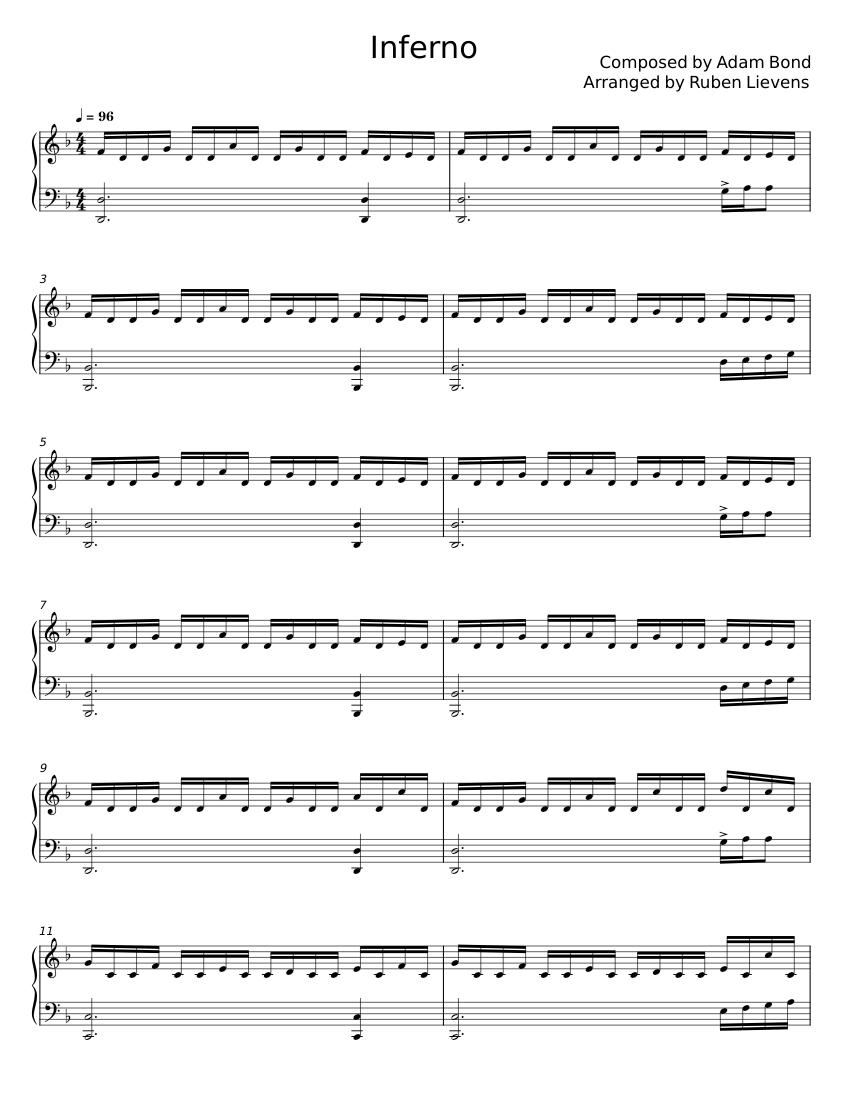 Runescape - Inferno - Misc Computer Games Sheet music for Piano (Solo ...