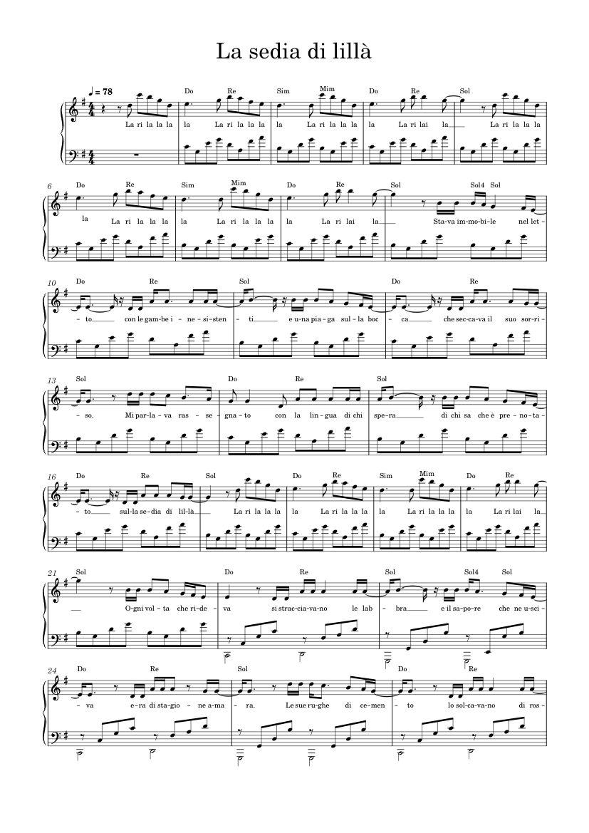 La sedia di lillà Sheet Music with Chords for Piano (Solo) | MuseScore.com