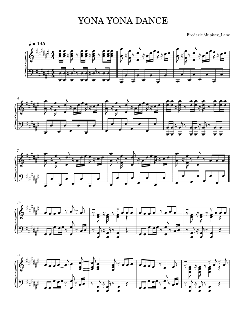 Yona Yona Dance – Akiko Wada Yona Yona Dance Sheet music for Piano ...
