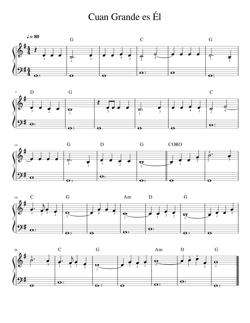 Cuan Grande es Él Sheet music for Piano (Solo) Easy | Musescore.com