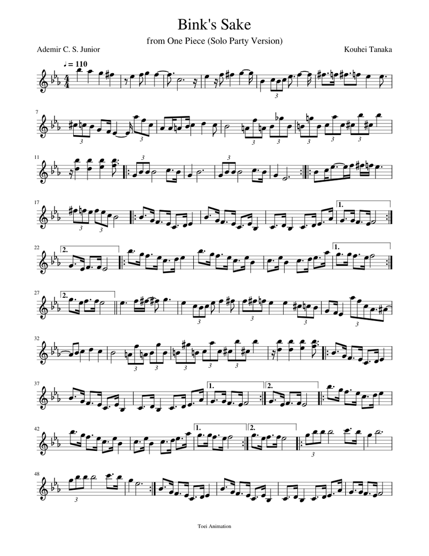 Bink's Sake (Violin - Party Version) Sheet music for Violin (Solo ...