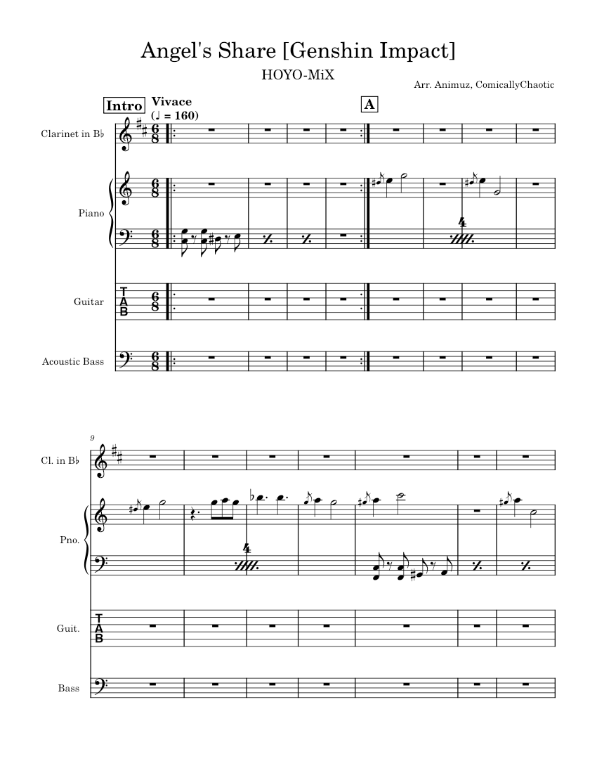 Angel's Share – Yu-Peng Chen [Genshin Impact] (Piano, Guitar, Clarinet ...