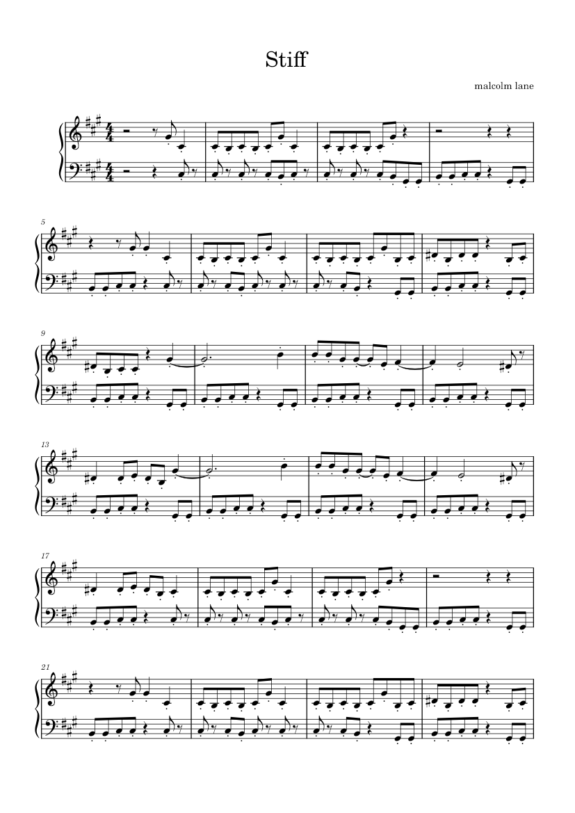 Stiff Sheet music for Piano (Solo) | Musescore.com
