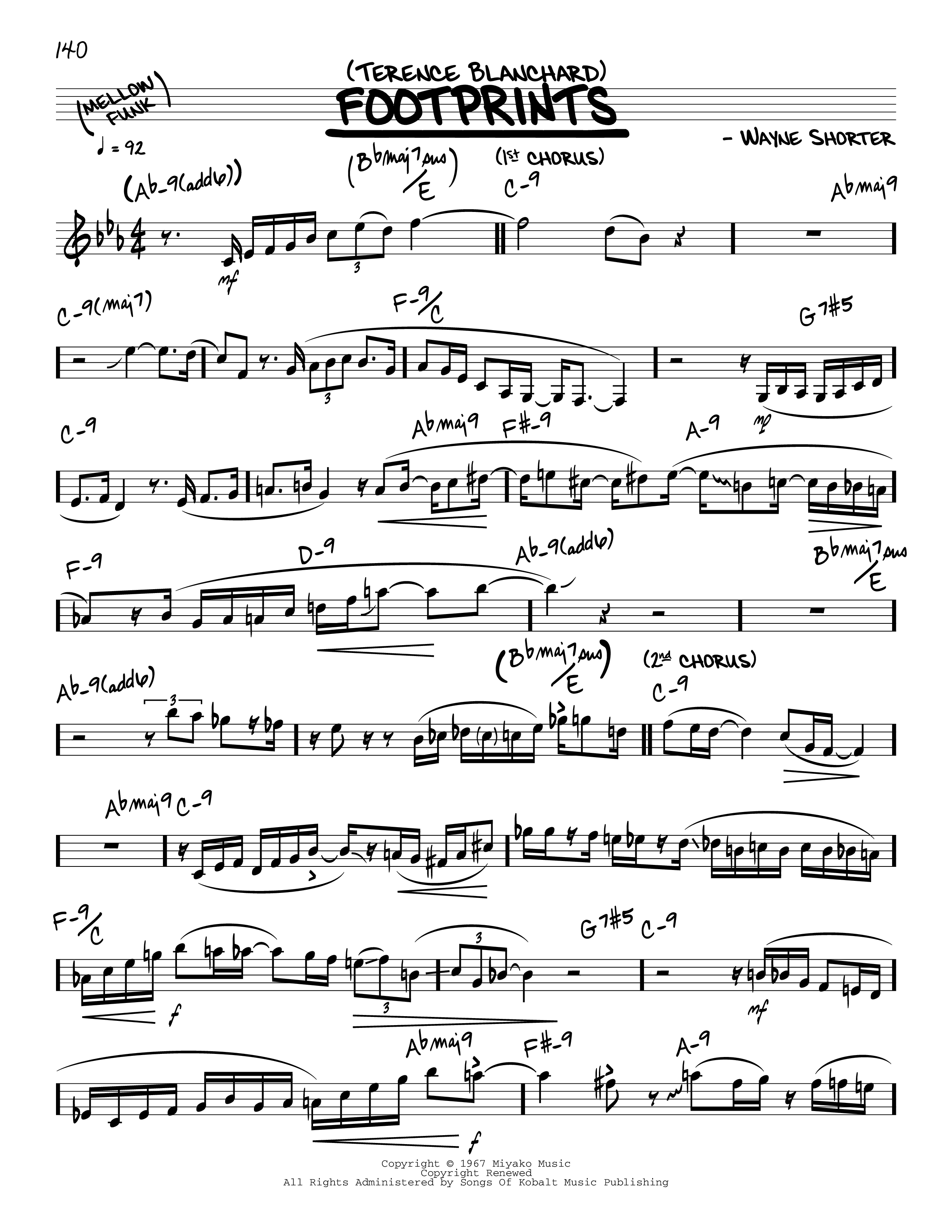 Play Official version of Footprints Sheet Music by Wayne Shorter for ...