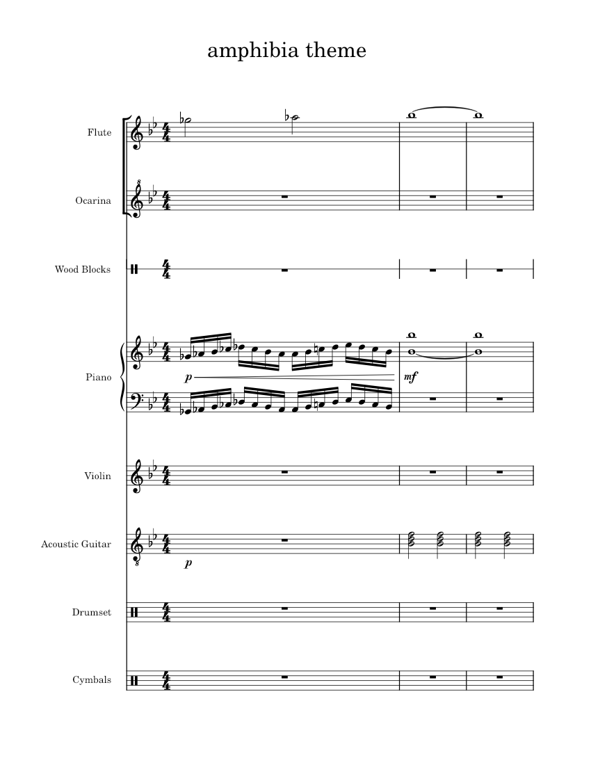 Amphibia Opening Theme – Doug Petty Sheet music for Piano, Flute, Crash ...