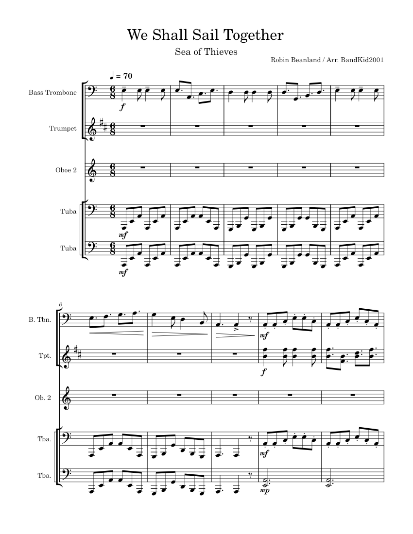 We Shall Sail Together – Sea of Thieves We Shall Sail Together Sheet ...