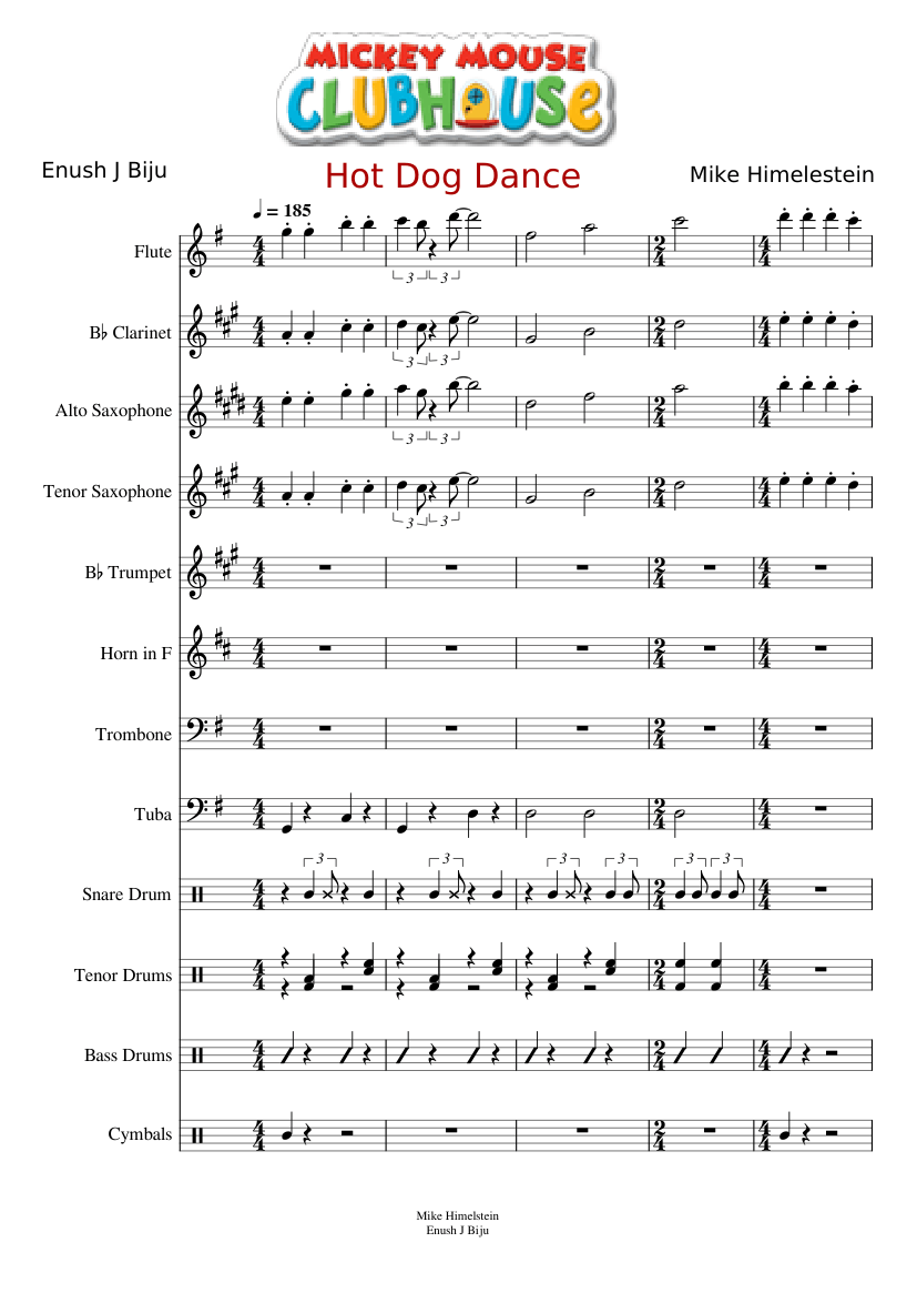Hot Dog- Mickey Mouse Clubhouse Instrumental Sheet Music for Trombone ...