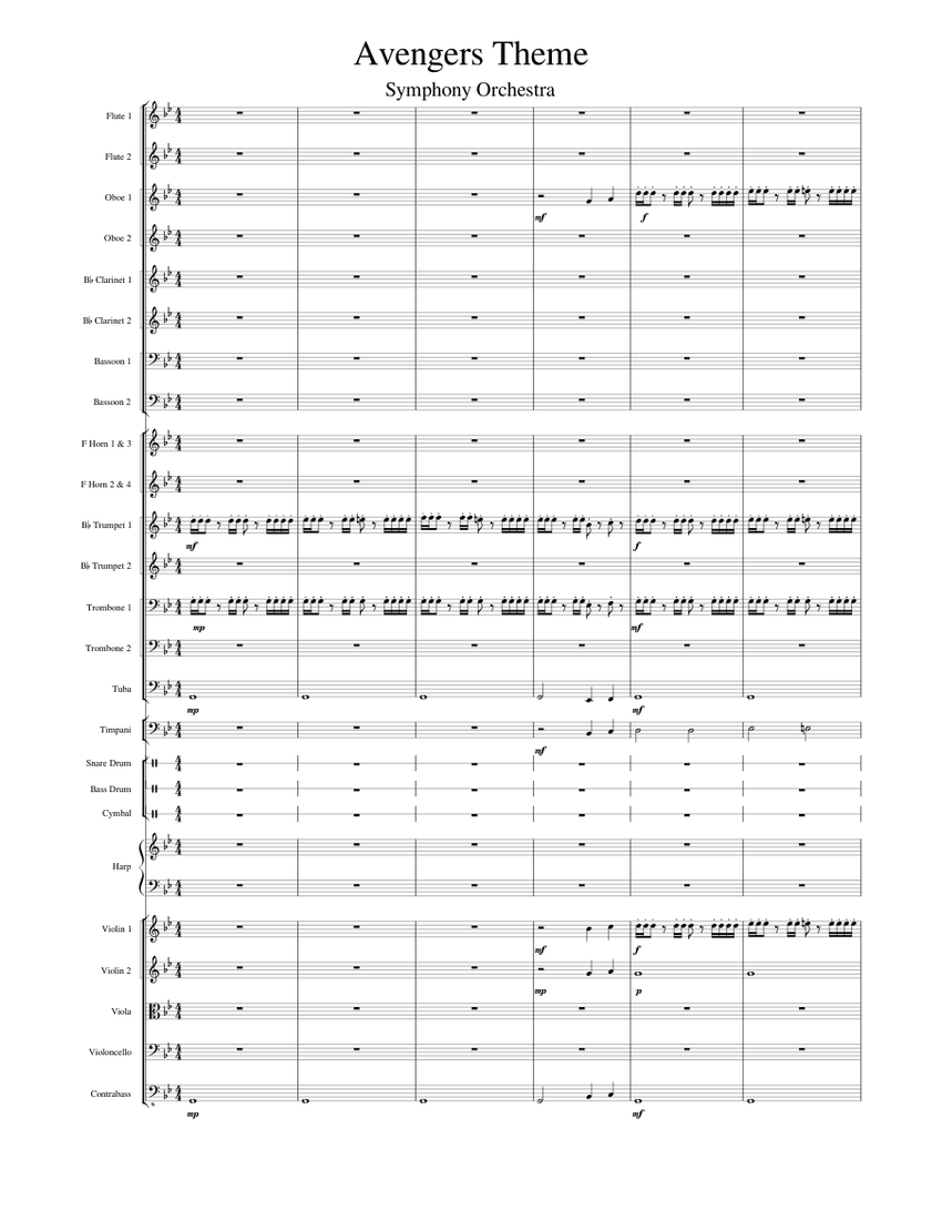 The Avengers Theme (Symphony Orchestra) Sheet music for Trombone, Tuba, Flute, Oboe & more ...