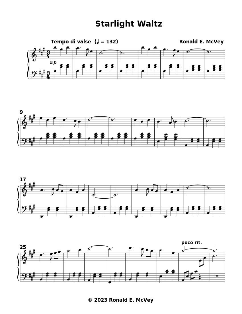 Starlight Waltz Sheet Music for Piano (Solo) Easy | MuseScore.com