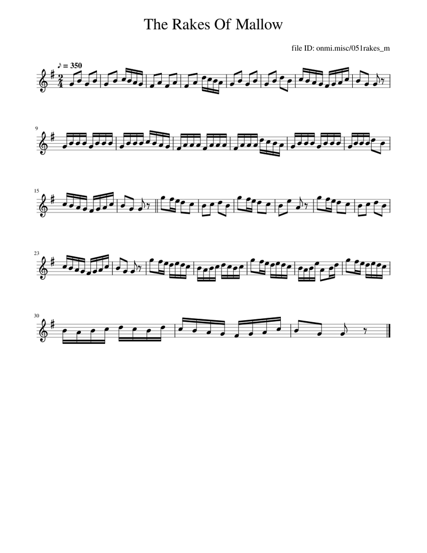 The Rakes Of Mallow Sheet music for Piano (Solo) Easy | Musescore.com