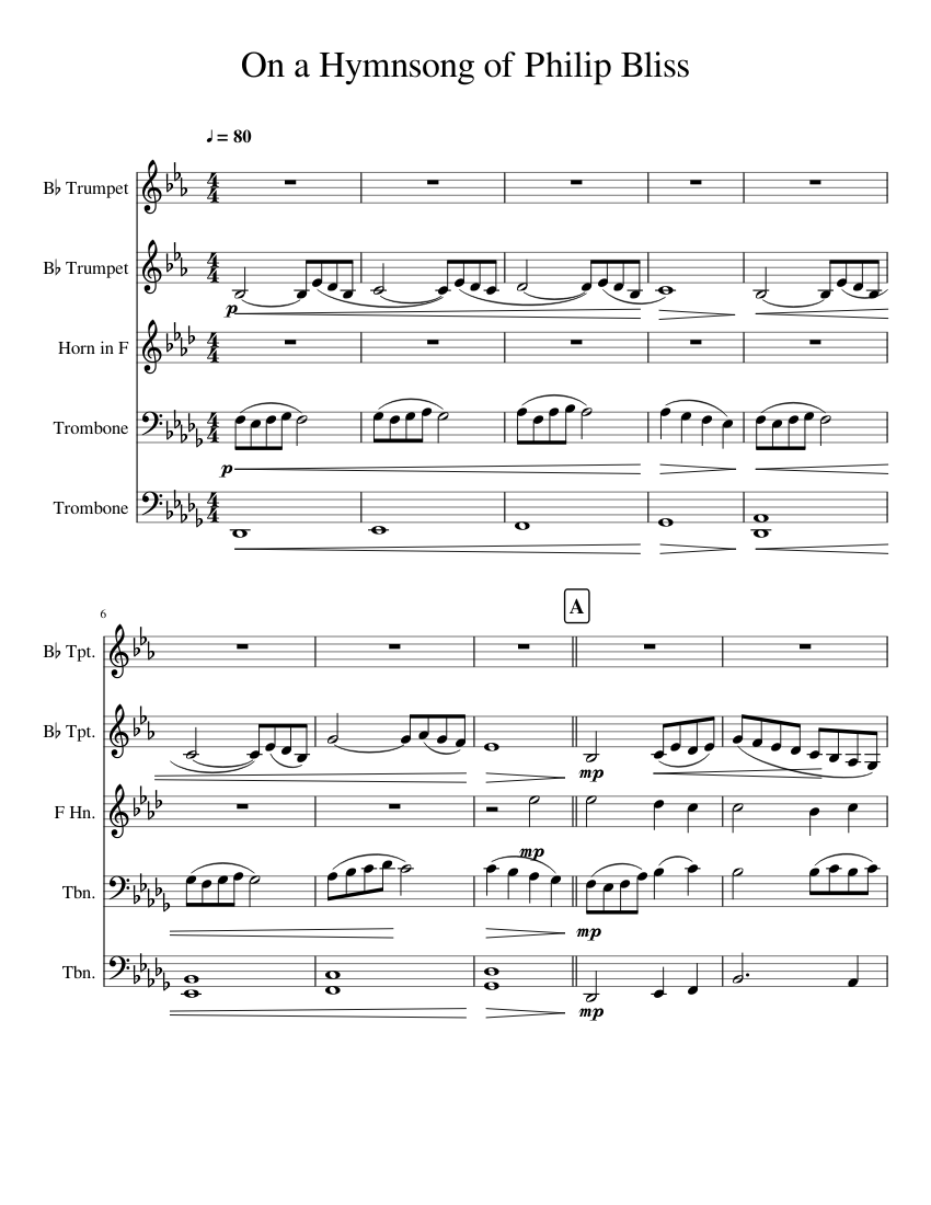 On a Hymnsong of Philip Bliss Sheet music for Trombone, Trumpet in b-flat, French horn (Mixed ...