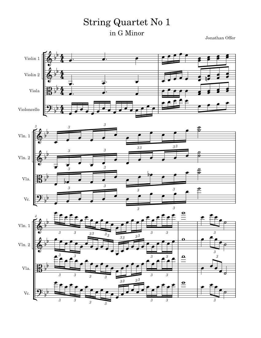 String Quartet No 1 - Jonathan Offer Sheet music for Violin, Viola, Cello (String Quartet ...