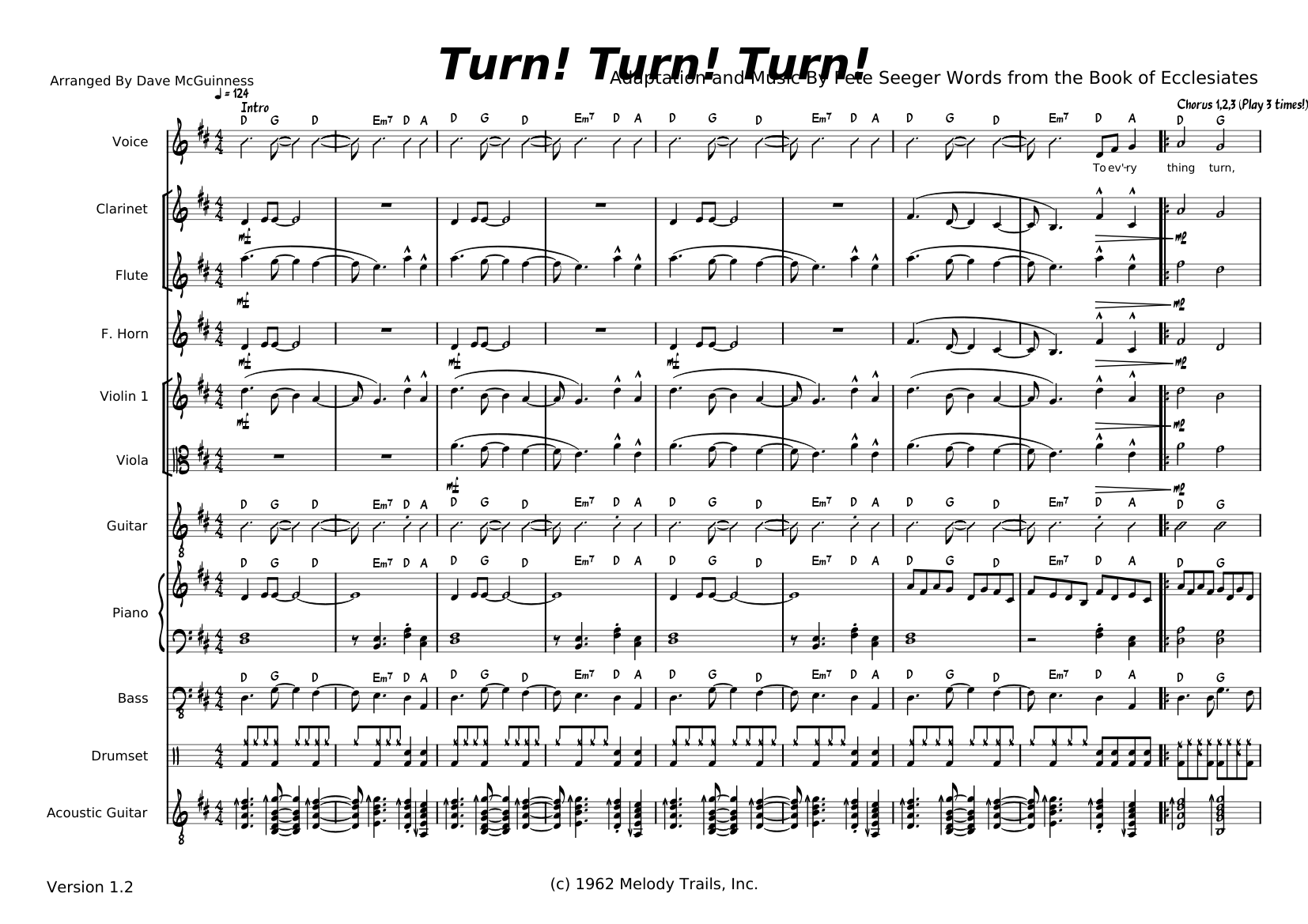 Turn! Turn Turn! – Pete Seeger Turn! Turn! Turn! – Pete Seeger Sheet ...