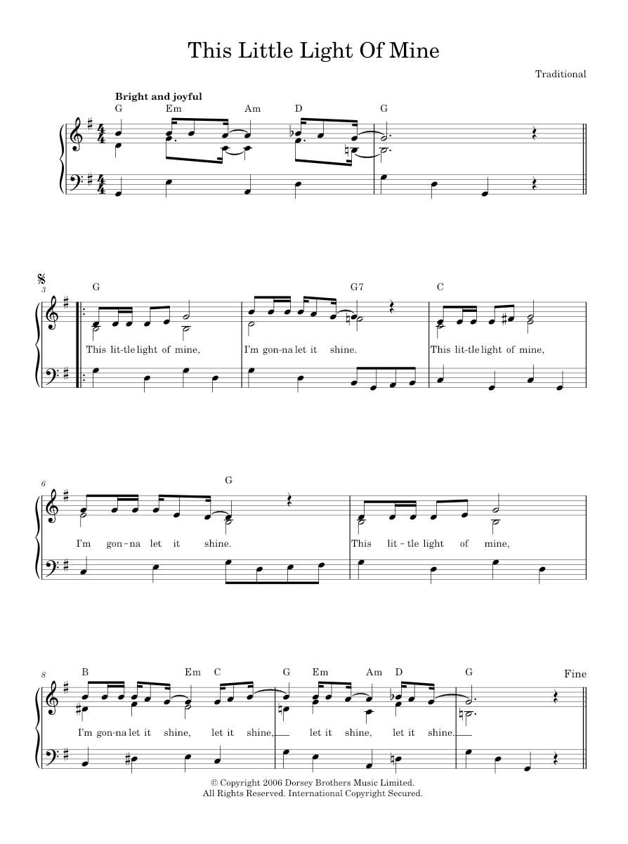 This Little Light Of Mine Sheet music for Piano: Music Notes