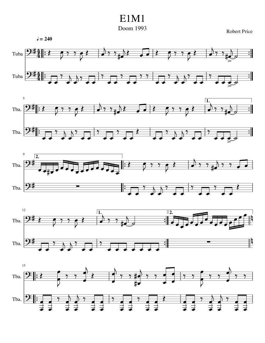 E1M1 Sheet Music for Tuba (Brass Duet) | MuseScore.com