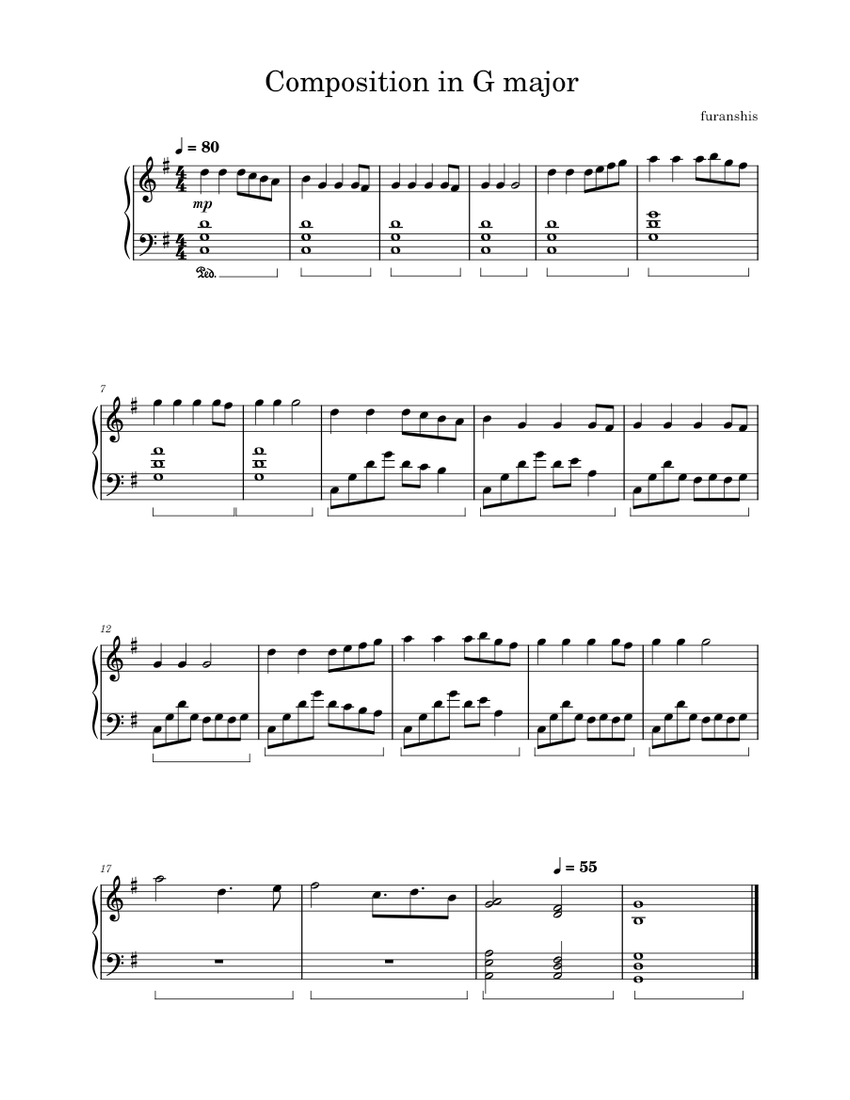 Composition in G major Sheet music for Piano (Solo) Easy | Musescore.com