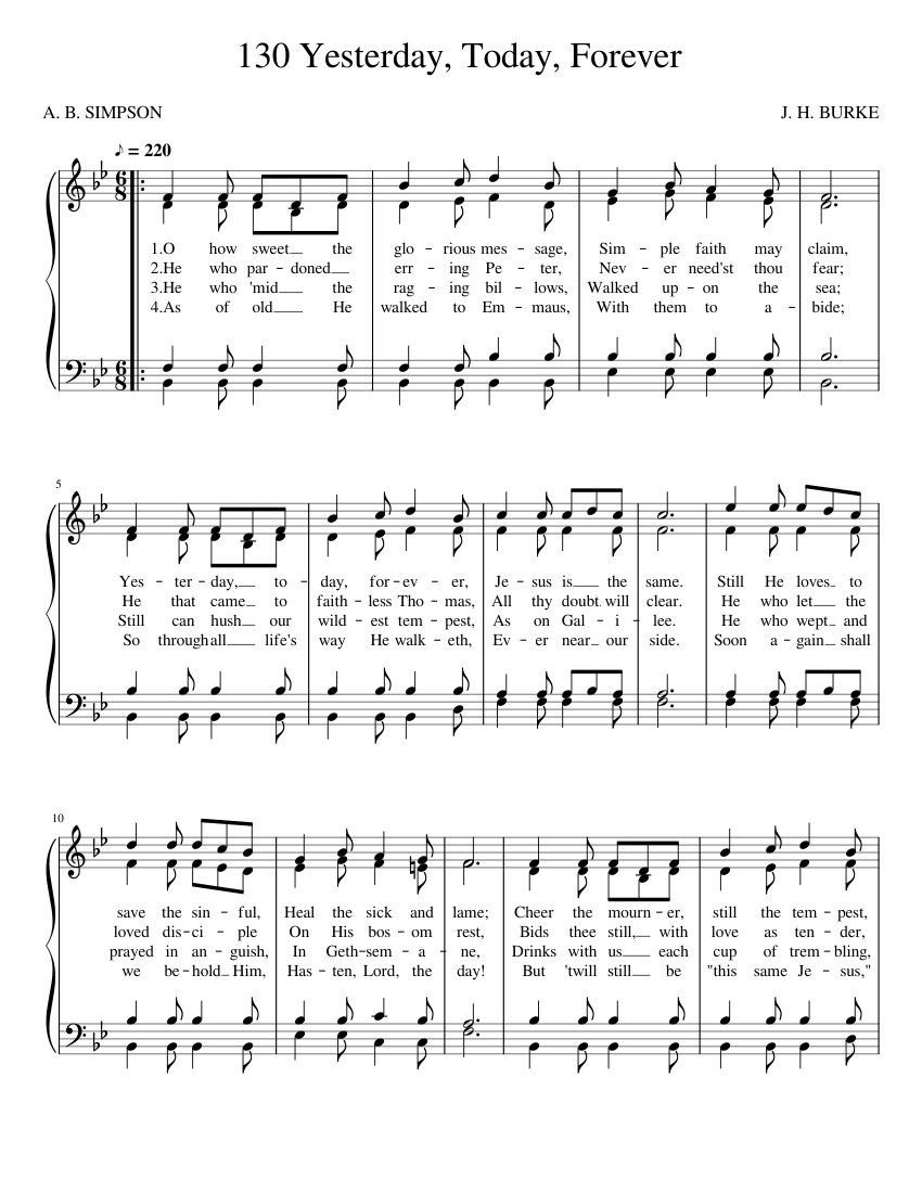 130 Yesterday, Today, Forever Sheet music for Piano (Solo) Easy ...