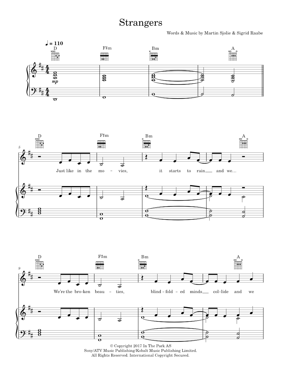 Play Official version of Strangers sheet music by Sigrid for Piano ...