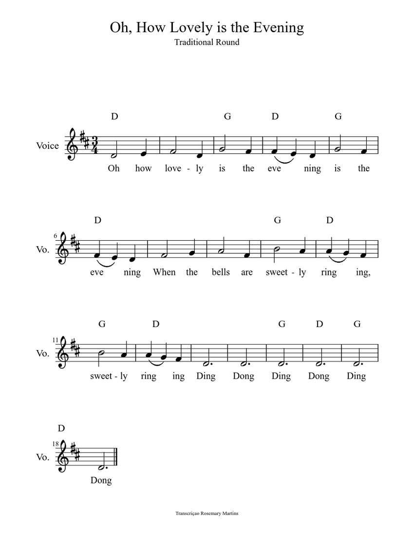 Oh, How Lovely is the Evening Sheet music for Voice (Other) (Solo ...
