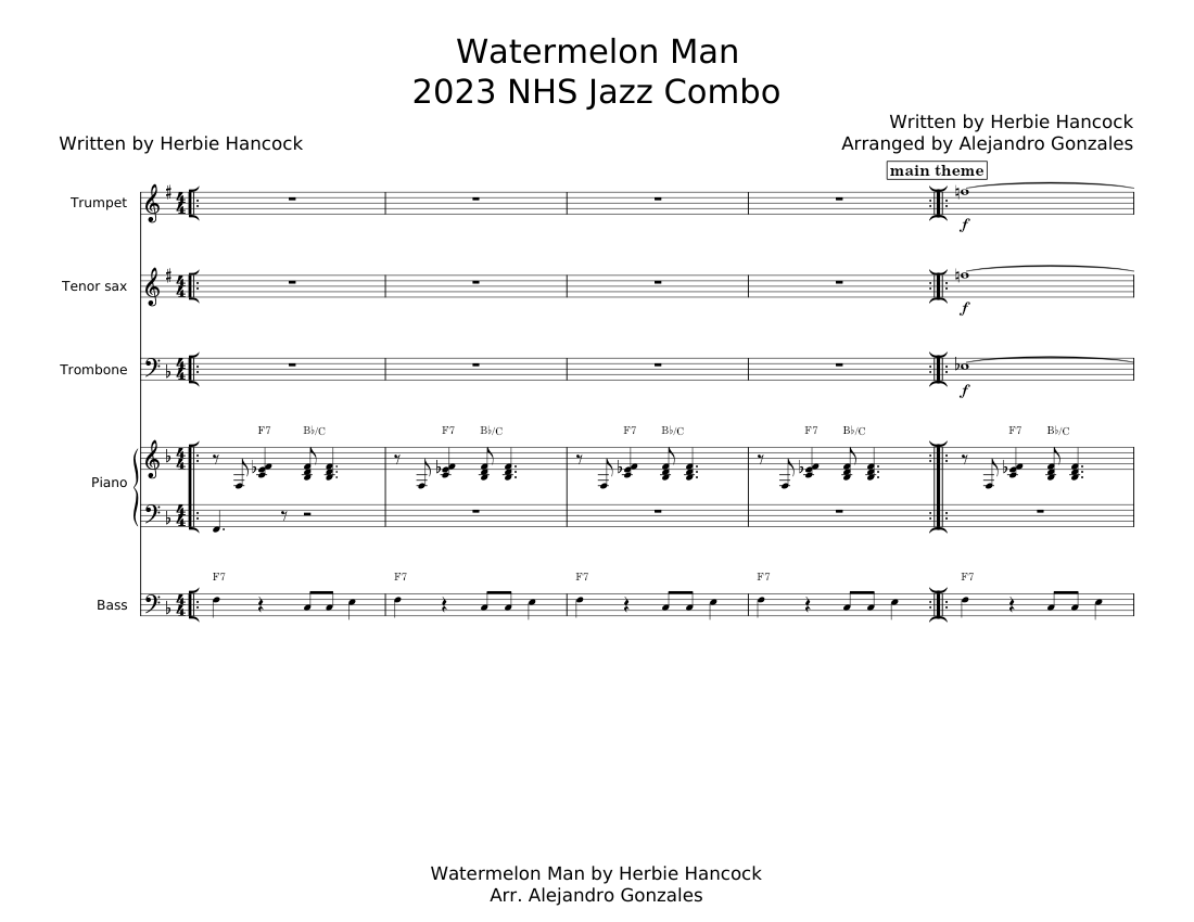 Watermelon man - Herbie Hancock Sheet music for Piano, Trombone ...