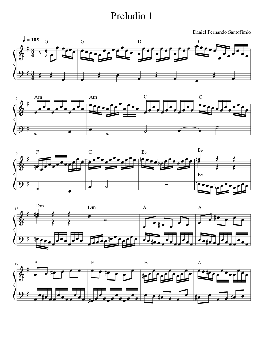 Preludio 1 Sheet music for Piano (Piano Duo) | Musescore.com