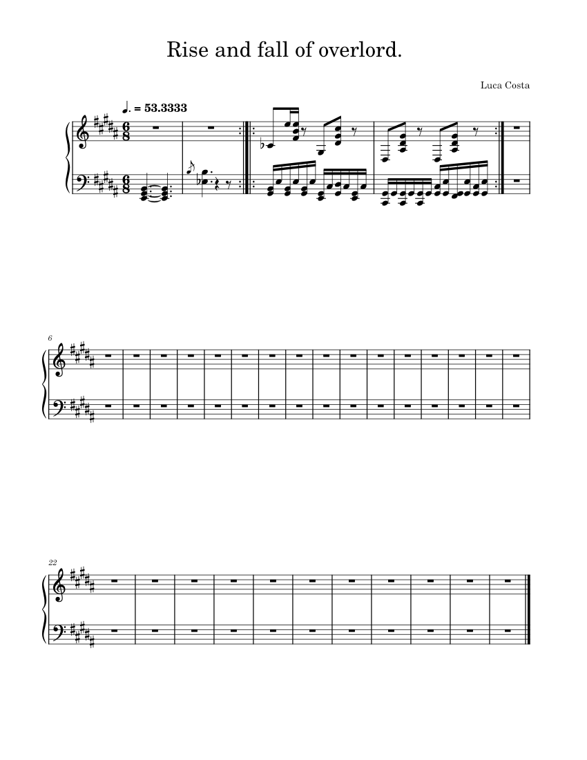 Rise and fall of overlord 2 Sheet music for Piano (Solo) Easy ...