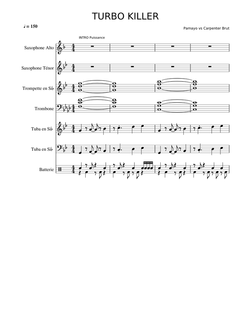TURBO KILLER - Carpenter Brut (Brass Band Cover) Sheet music for ...