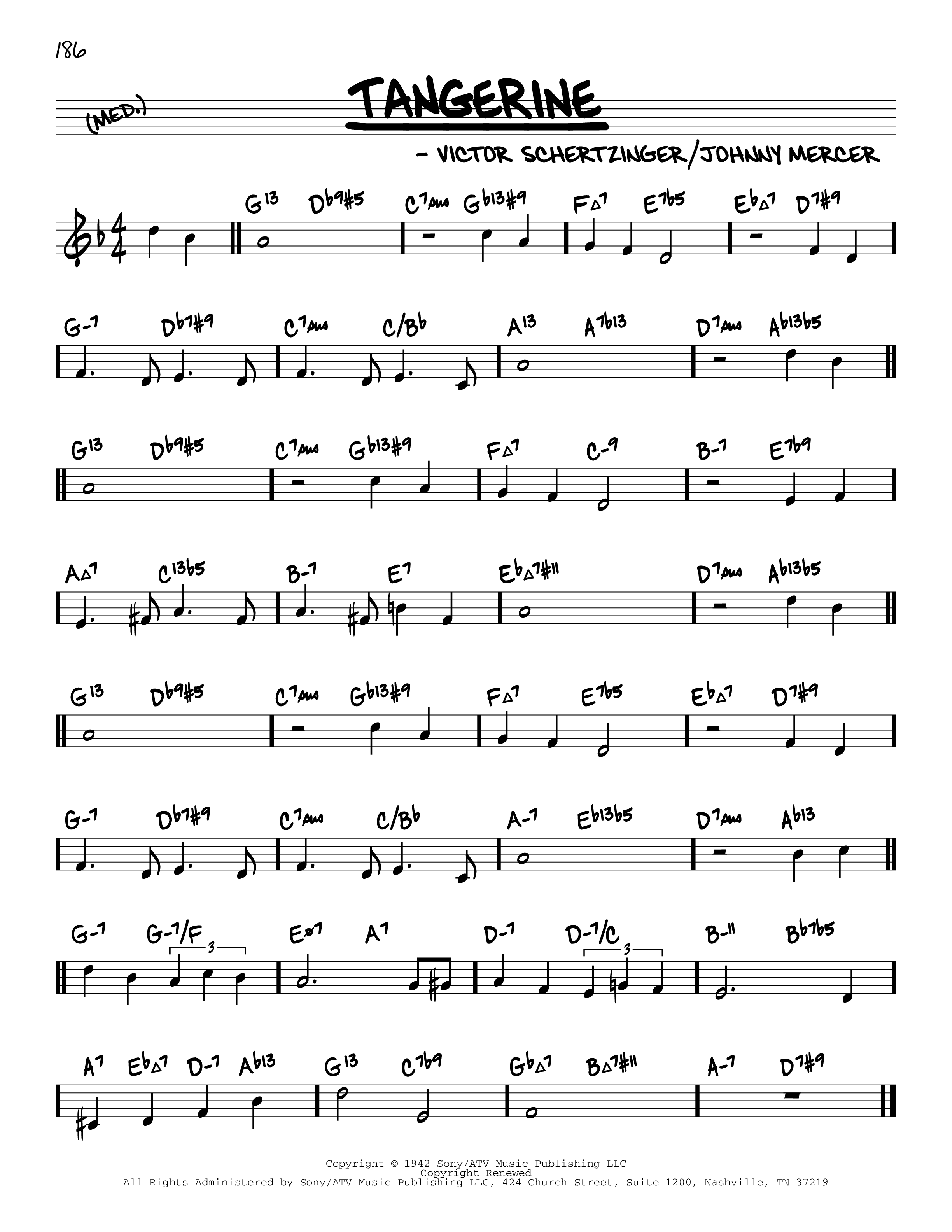 Play Official version of Tangerine sheet music by Victor Schertzinger ...